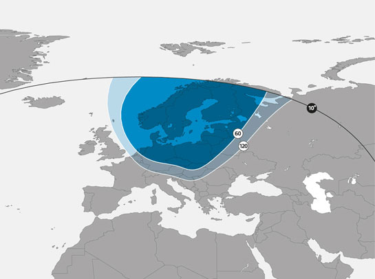 Satellite Satellite Sirius 4 / Astra 4A (zones de couverture ...