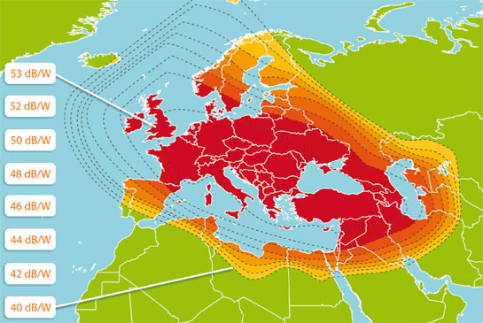 Satellite Türksat 2A (zones de couverture, fréquences, pointage)